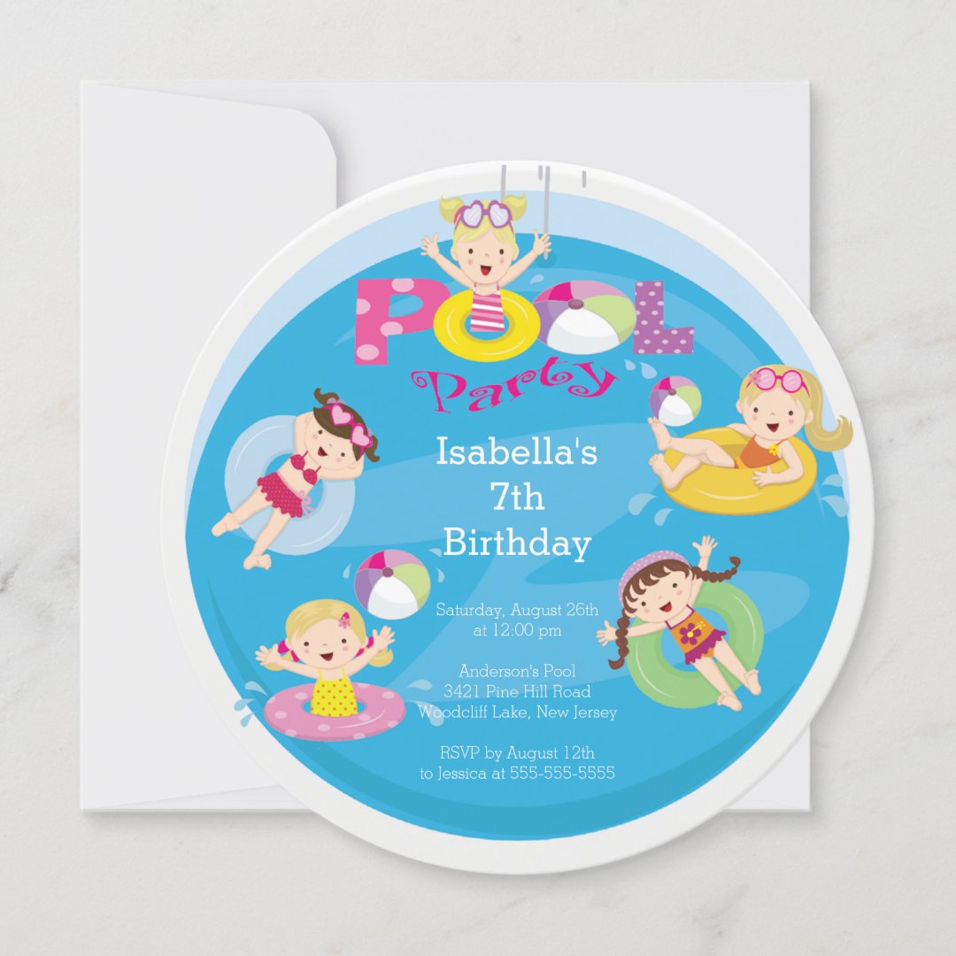 Cute Kid's Pool Birthday Party Invitation | Zazzle