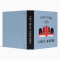 Cute Kids Red Racing Car Blue Back to School 3 Ring Binder | Zazzle