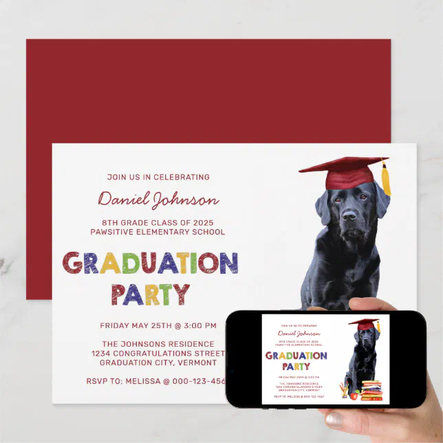 Cute Kids School Puppy Dog Graduation Party Invitation | Zazzle