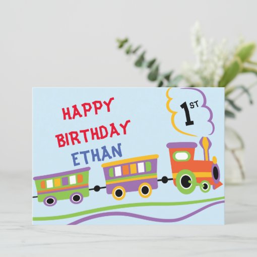 Cute Kids Train Birthday Party Boy Birthday Invitation | Zazzle