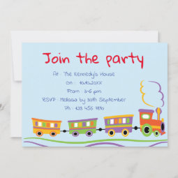 Cute Kids Train Birthday Party Boy Birthday Invitation | Zazzle
