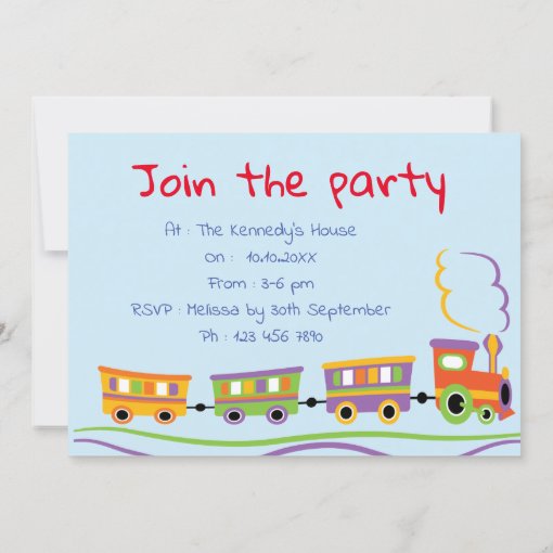 Cute Kids Train Birthday Party Boy Birthday Invitation | Zazzle