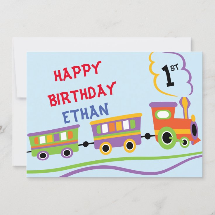 Cute Kids Train Birthday Party Boy Birthday Invitation | Zazzle
