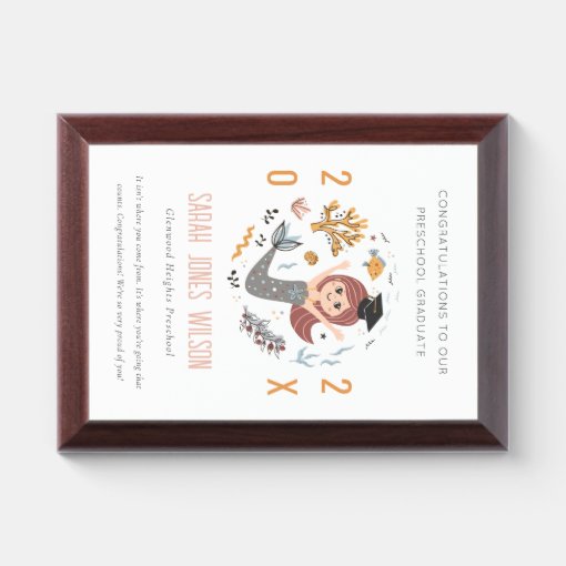 Cute Kids Underwater Mermaid Preschool Graduation Award Plaque | Zazzle