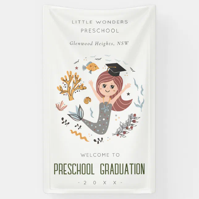 Cute Kids Underwater Mermaid Preschool Graduation Banner | Zazzle