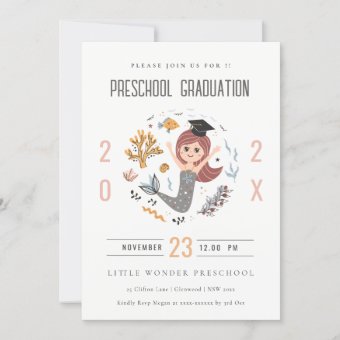 Cute Kids Underwater Mermaid Preschool Graduation Invitation | Zazzle