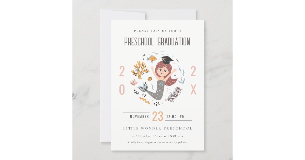 Cute Kids Underwater Mermaid Preschool Graduation Invitation | Zazzle