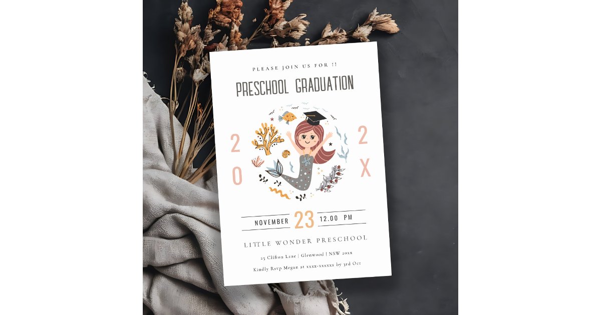 Cute Kids Underwater Mermaid Preschool Graduation Invitation | Zazzle