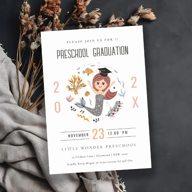 Cute Kids Underwater Mermaid Preschool Graduation Invitation | Zazzle