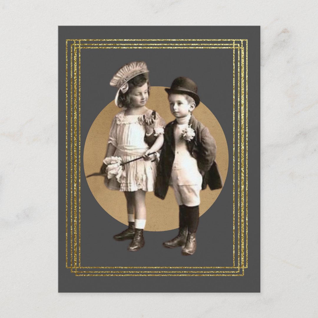 Cute Kids Vintage Framed Photo Postcard | Zazzle