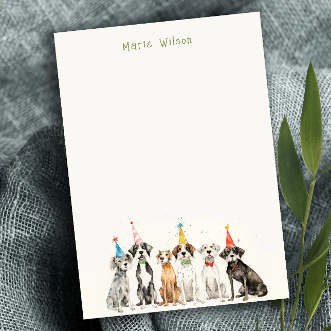 Cute Kids Watercolor Pawty Dog Birthday Party Note Card | Zazzle