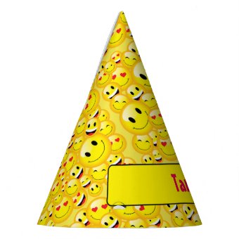 Cute Kids Yellow Emoji Birthday Party Emoticon Party Hat | Zazzle