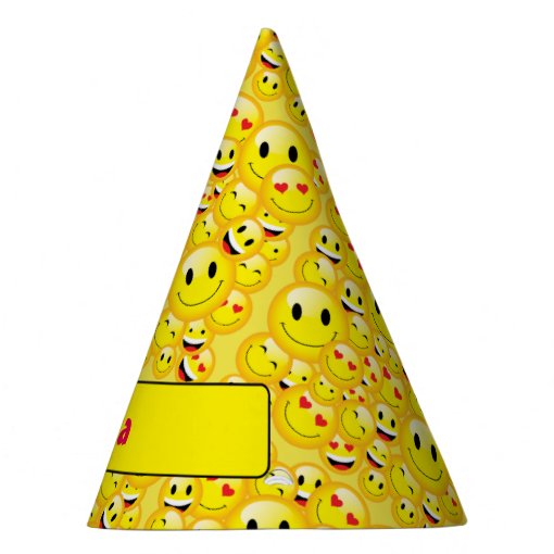 Cute Kids Yellow Emoji Birthday Party Emoticon Party Hat | Zazzle