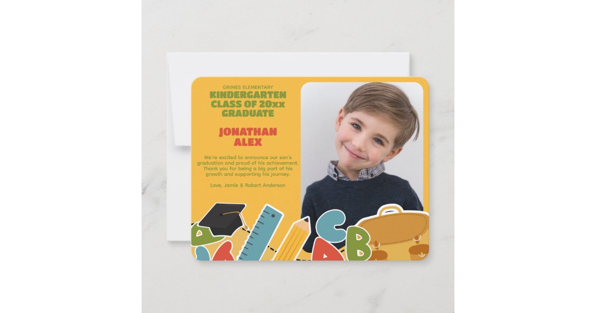 Cute Kindergarten Graduation Announcement | Zazzle