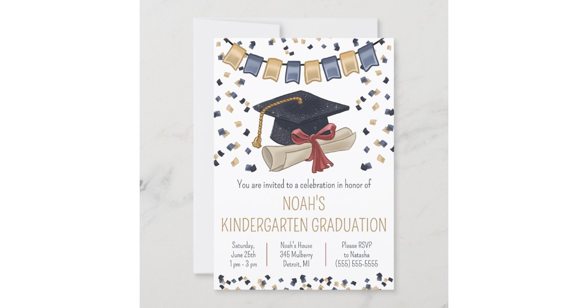 Cute Kindergarten Graduation Party Invitation | Zazzle