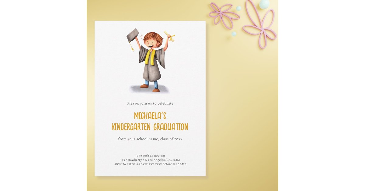 Cute Kindergarten Kids Graduation Party Invitation | Zazzle