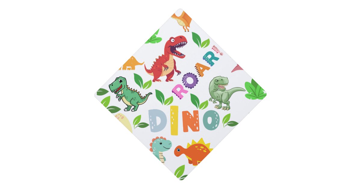 Cute Kinds of Dinosaurs Seamless Graduation Cap Topper | Zazzle