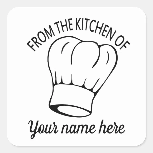 Cute kitchen chef hat add name sticker | Zazzle