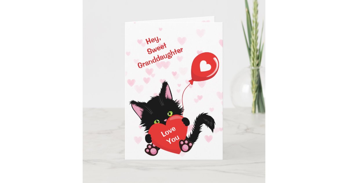 Cute Kitten and Heart Balloon Valentine Card | Zazzle