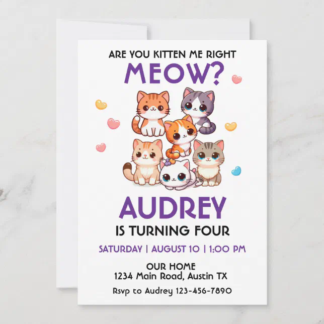 Cute Kitten Birthday Invitation | Zazzle