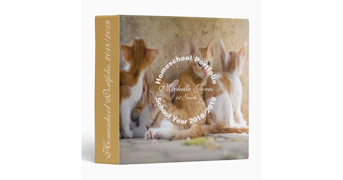 Cute Kitten Homeschool Portfolio 3 Ring Binder | Zazzle