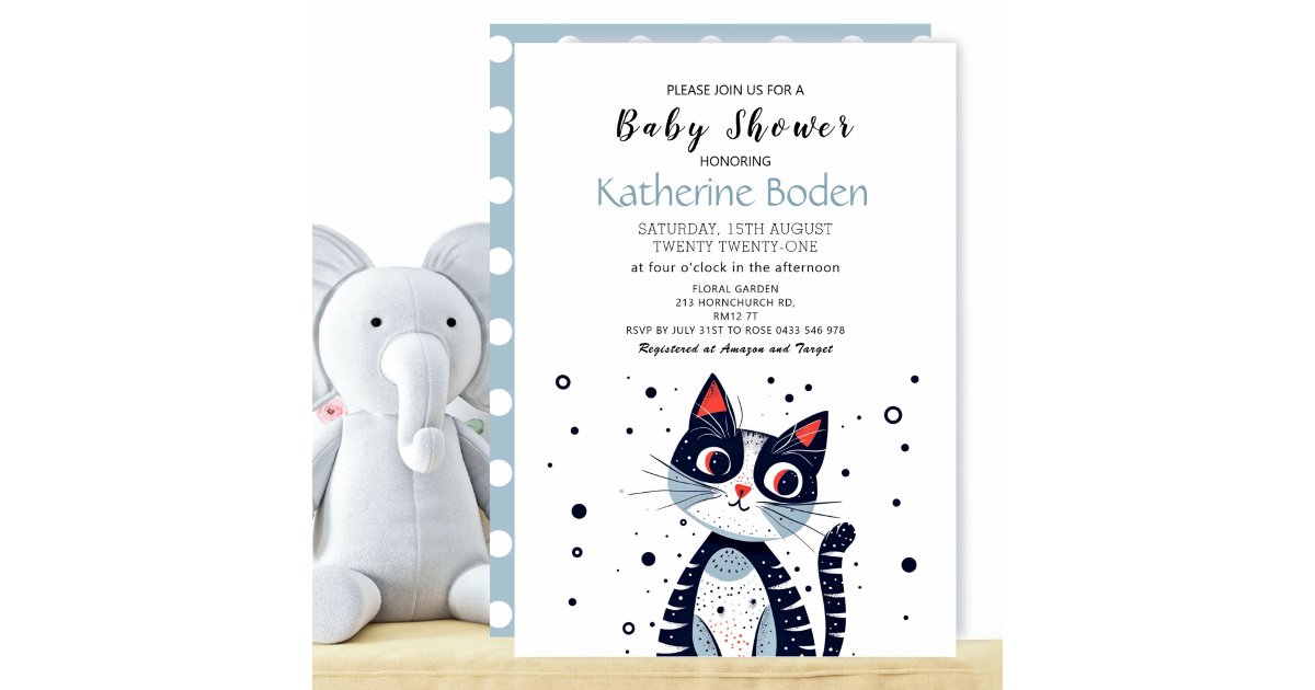 Cute Kitty Cat Baby Shower Invitation | Zazzle