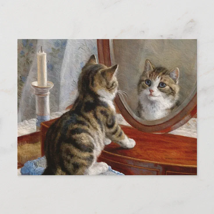 Cute Kitty Cat Vintage Painting by Frank Paton Postcard | Zazzle