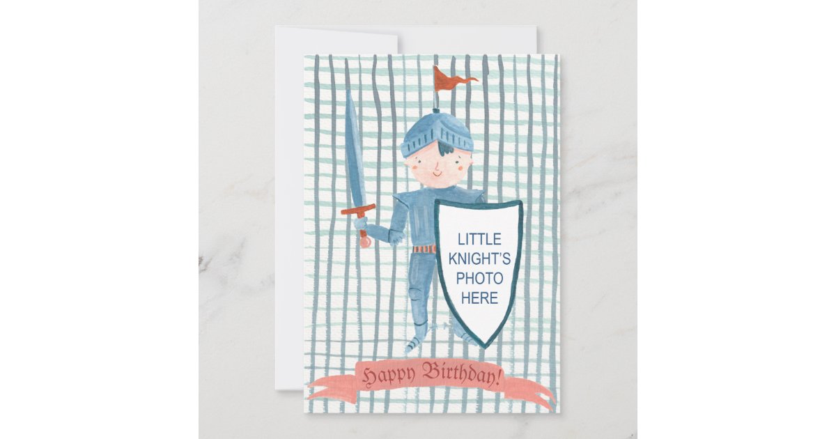 Cute knight personalised Photo Birthday Holiday Card | Zazzle
