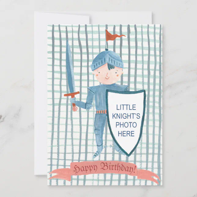 Cute knight personalised Photo Birthday Holiday Card | Zazzle