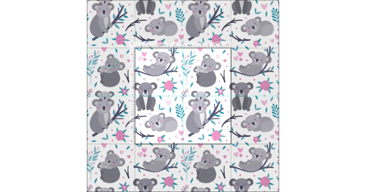 Cute Koala Bear Pattern Fabric | Zazzle