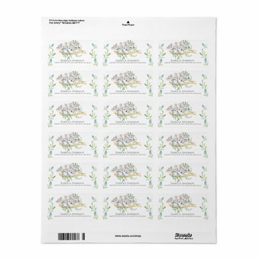 Cute Koala Bear Triplets Baby Boy Shower Label | Zazzle