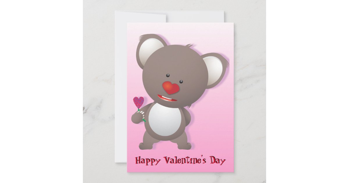 Cute Koala Bear Valentine Greeting Invitation | Zazzle