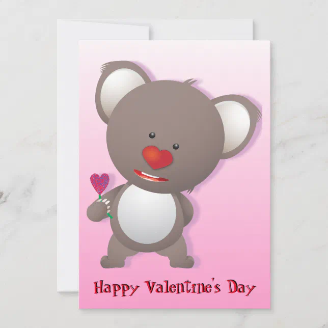 Cute Koala Bear Valentine Greeting Invitation | Zazzle