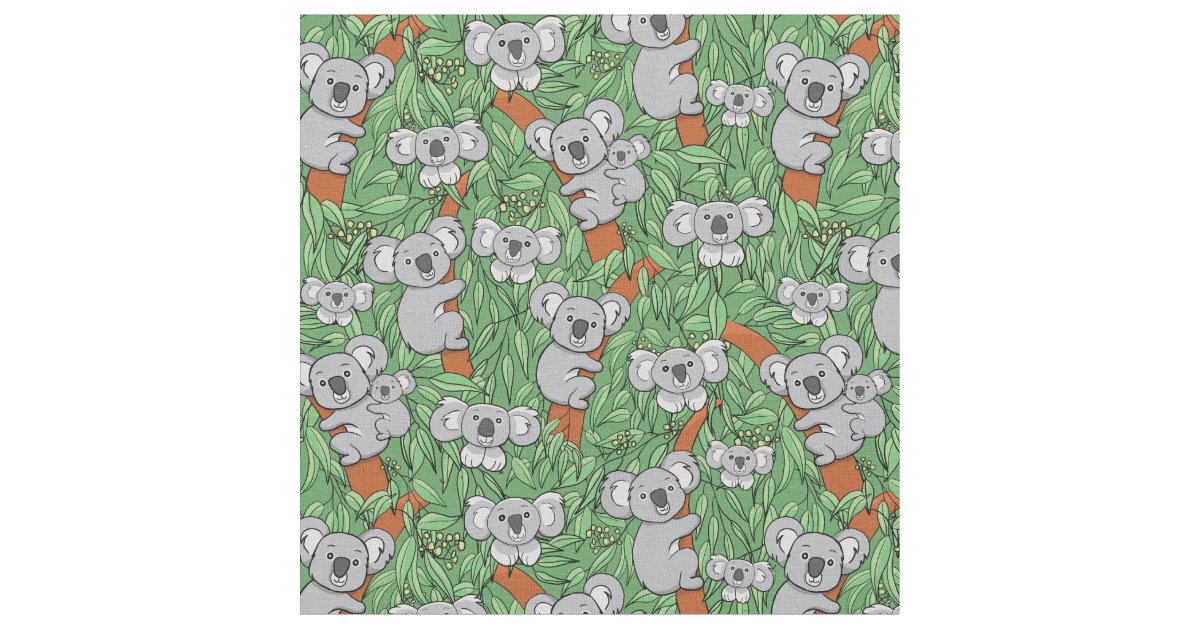 Cute Koala Bears Pattern Fabric | Zazzle