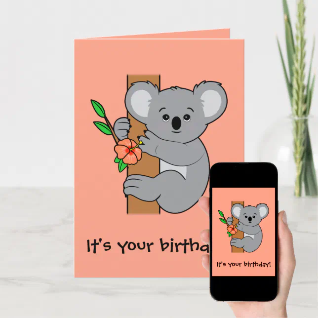 Cute Koala Happy Birthday Card | Zazzle