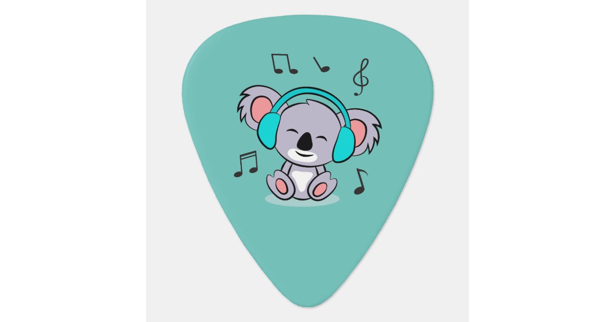 Cute koala Listening To Music Guitar Pick | Zazzle