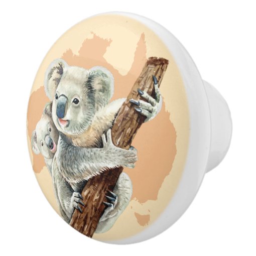 Cute Koala Mom and Baby Ceramic Knob | Zazzle