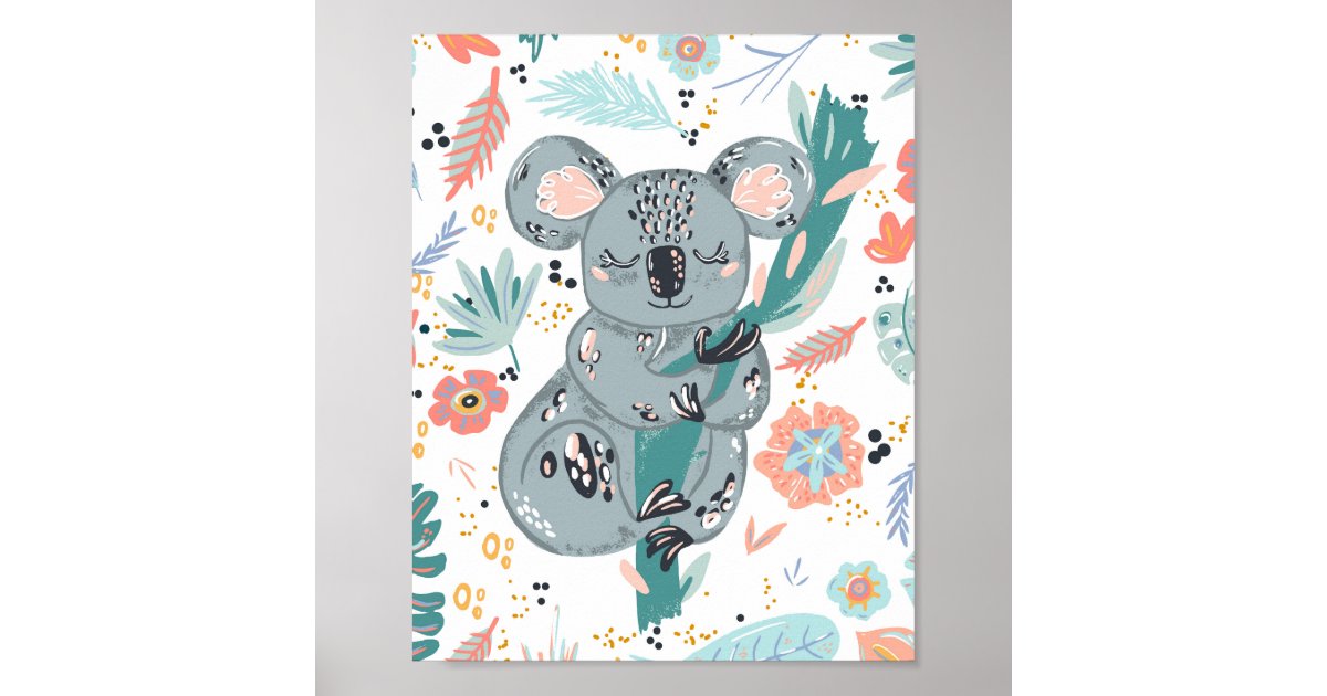 Cute Koala Nursery Art Poster | Zazzle