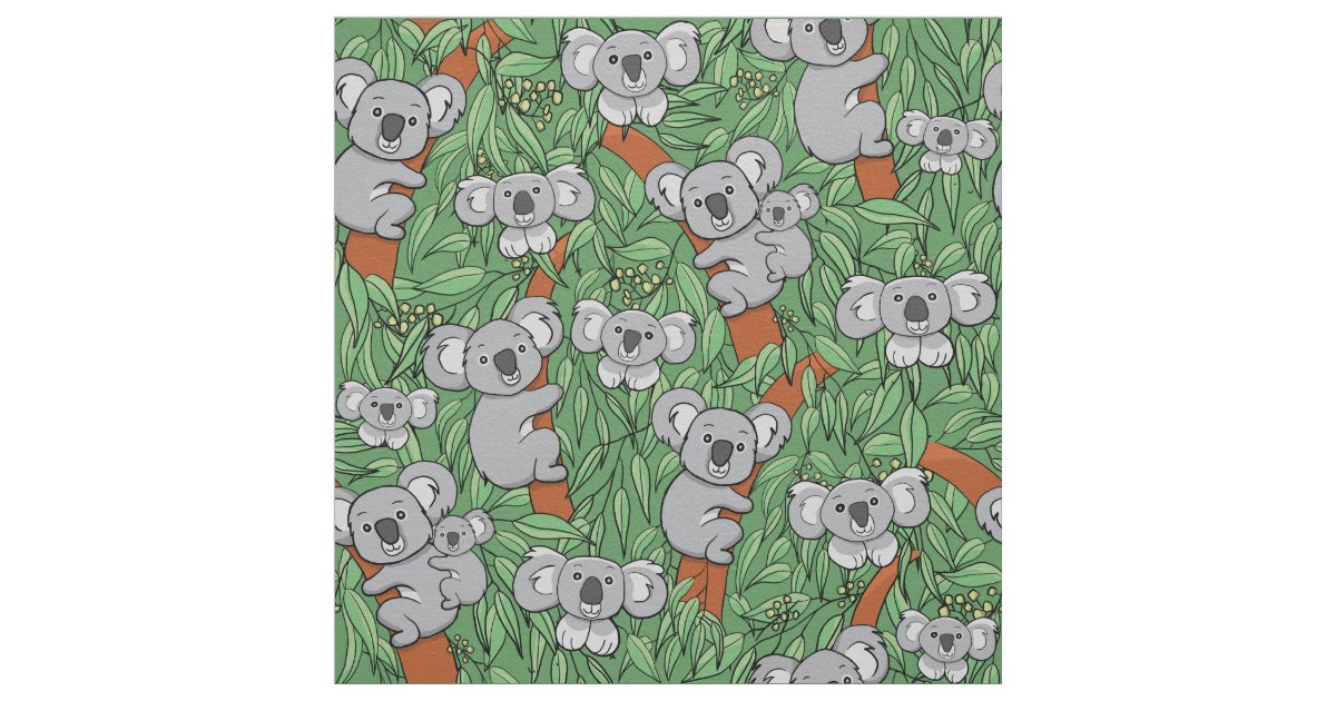 Cute Koala Pattern Fabric | Zazzle
