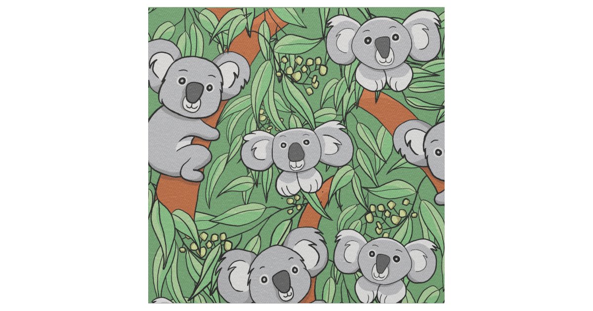 Cute Koala Pattern Fabric | Zazzle