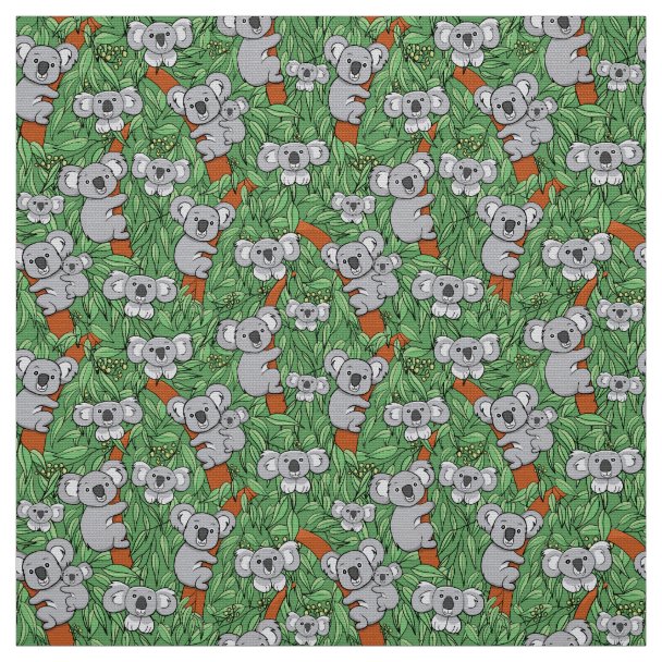 Cute Koala Bears Pattern Fabric | Zazzle.com