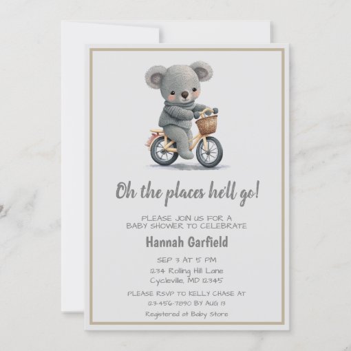 Cute Koala Places He’ll Go Baby Shower Invitation | Zazzle