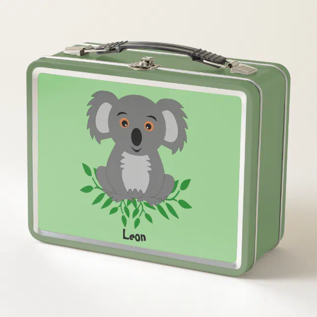 Cute koala with eucalyptus metal lunch box | Zazzle