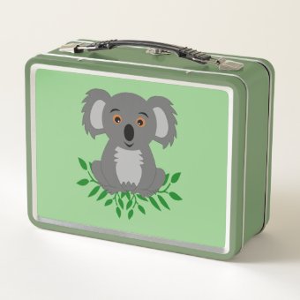 Cute koala with eucalyptus metal lunch box | Zazzle