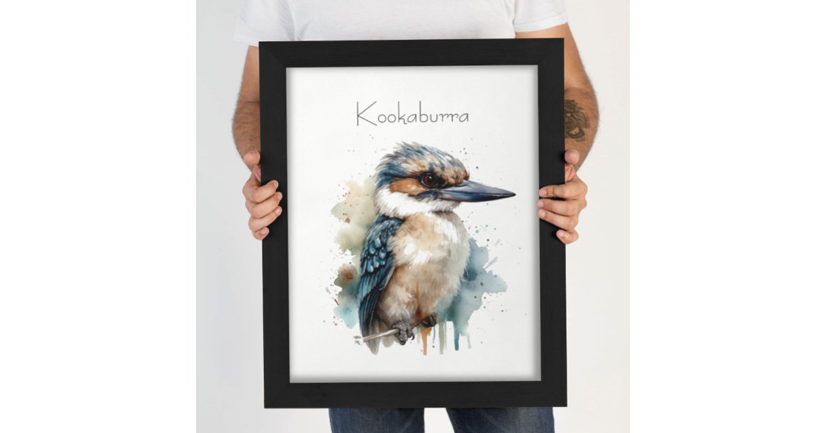 Cute Kookaburra on a Branch, custom Poster | Zazzle