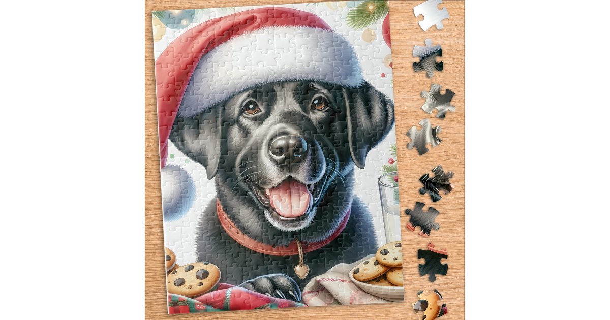 Cute Labrador Retriever Santa Dog Christmas Jigsaw Puzzle | Zazzle