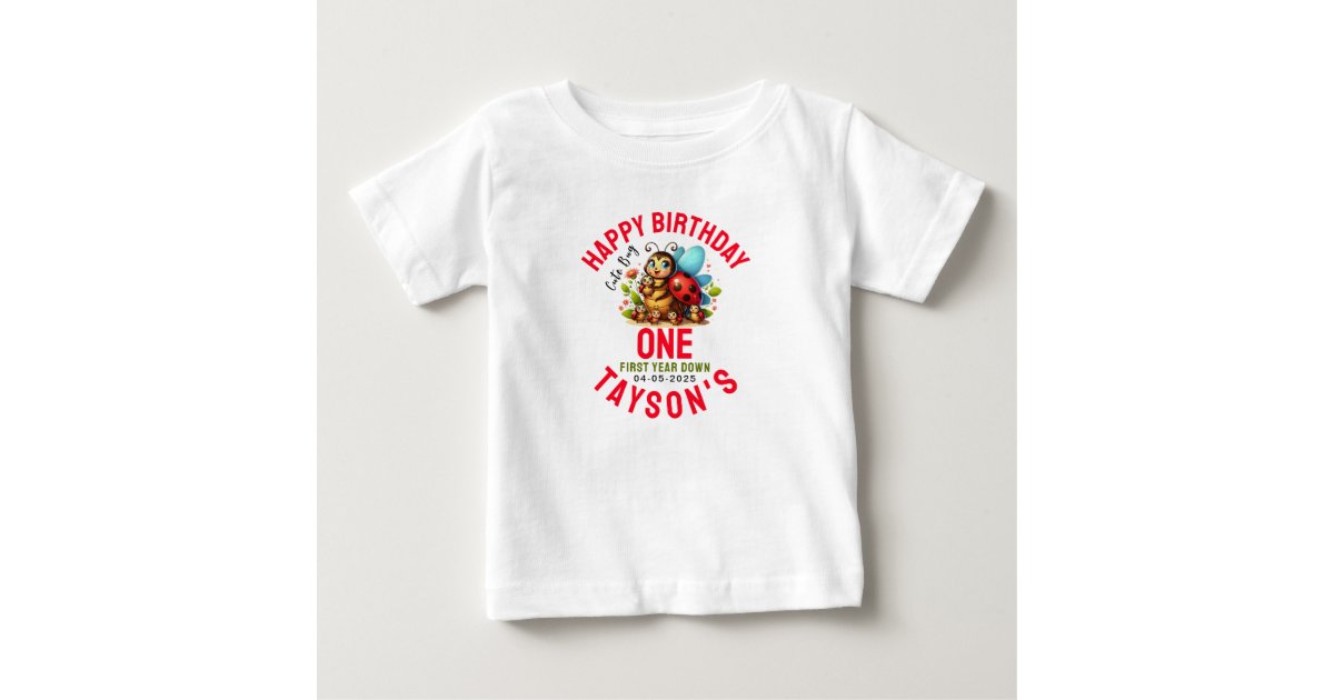 Cute Ladybug 1st Birthday | Bug Theme Party Baby T-Shirt | Zazzle