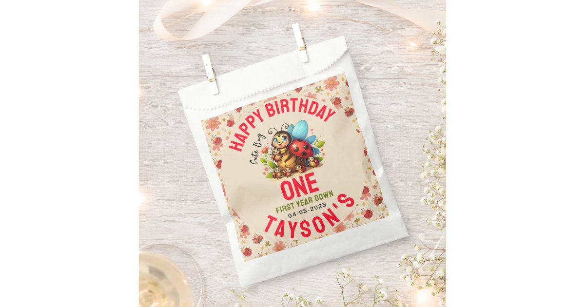 Cute Ladybug 1st Birthday | Bug Theme Party Favor Bag | Zazzle