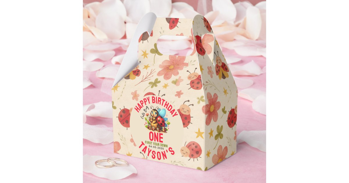 Cute Ladybug 1st Birthday | Bug Theme Party Favor Boxes | Zazzle