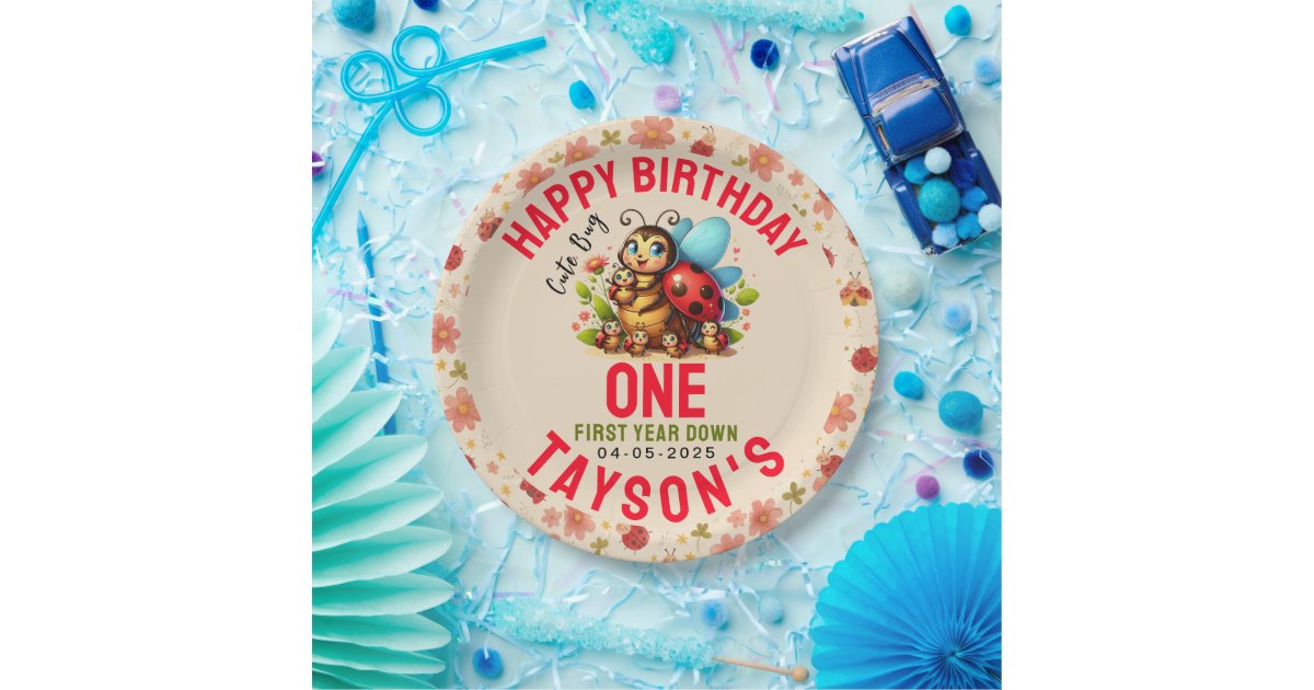 Cute Ladybug 1st Birthday | Bug Theme Party Paper Plates | Zazzle